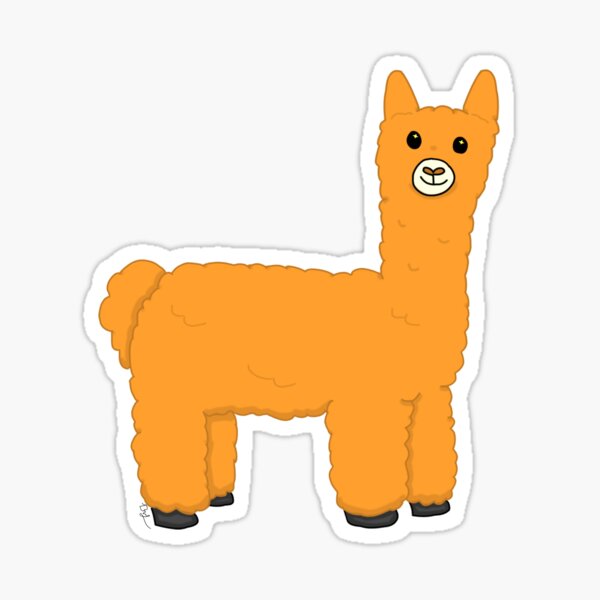 "Sparkly-Eyed Fluffy Orange Alpaca" Sticker for Sale by itsjustmebre ...