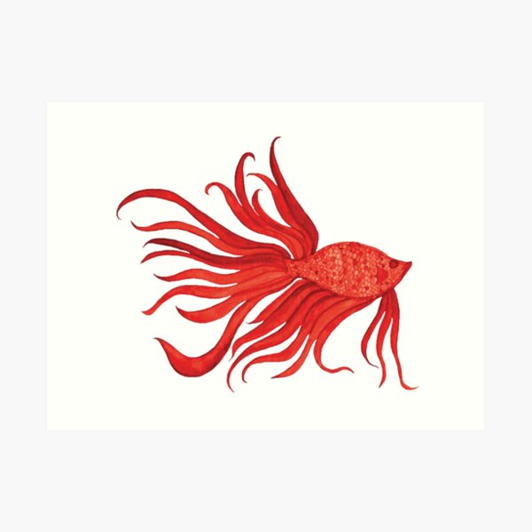 "Fancy Watercolor Red Fish" Art Print for Sale by HeatherNafeArt ...