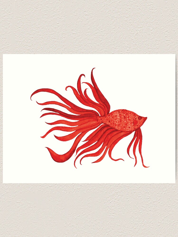 "Fancy Watercolor Red Fish" Art Print for Sale by HeatherNafeArt ...