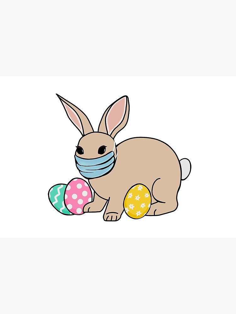 "Easter Bunny with Face Mask/ Happy Easter!/ Easter Bunny with Eggs ...