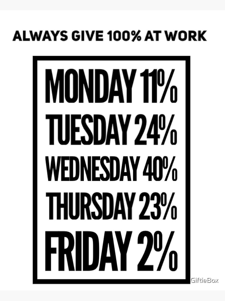 "Always give 100 per cent at work " Poster for Sale by GiftieBox ...