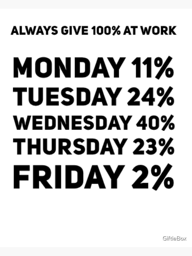 "Always give 100 per cent at work 2.0" Poster for Sale by GiftieBox ...