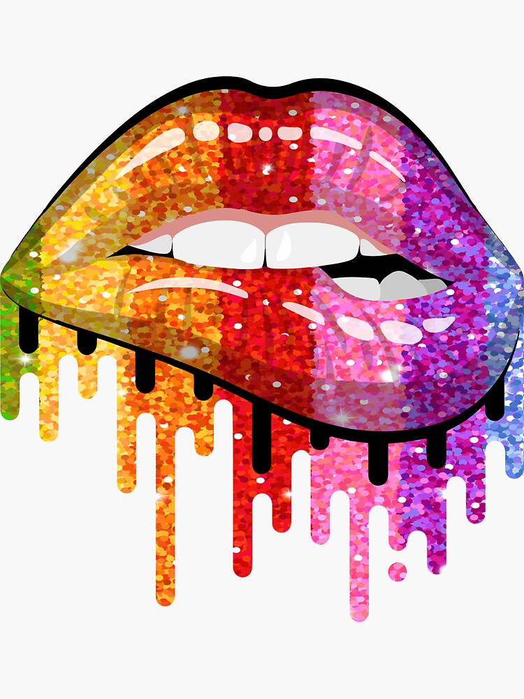 "Rainbow Dripping Lips Stickers " Sticker by XuHaStyle | Redbubble