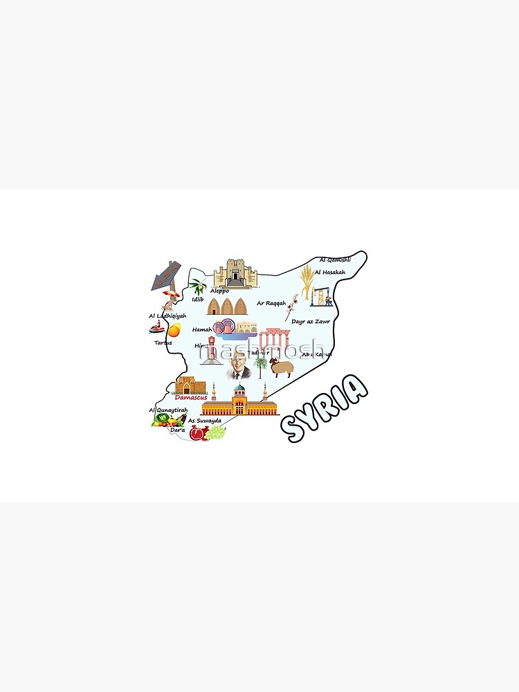 "Syria map, major cities names flag Syrian national symbols and ...