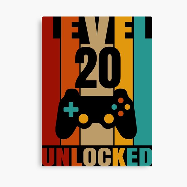 Level 20 Unlocked 20th Birthday Canvas Prints | Redbubble