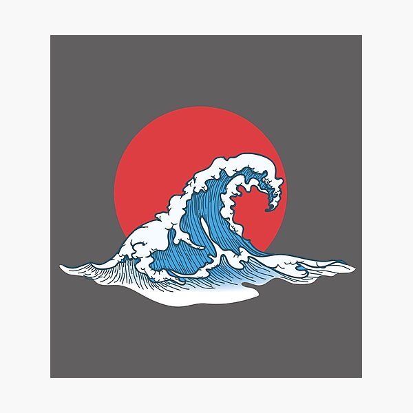 Lámina fotográfica «Ola japonesa, olas grandes japonesas, océano ...