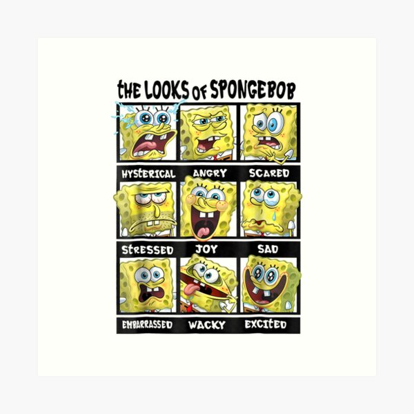 "Spongebob SquarePants Multiple Looks Emotions" Art Print for Sale by ...