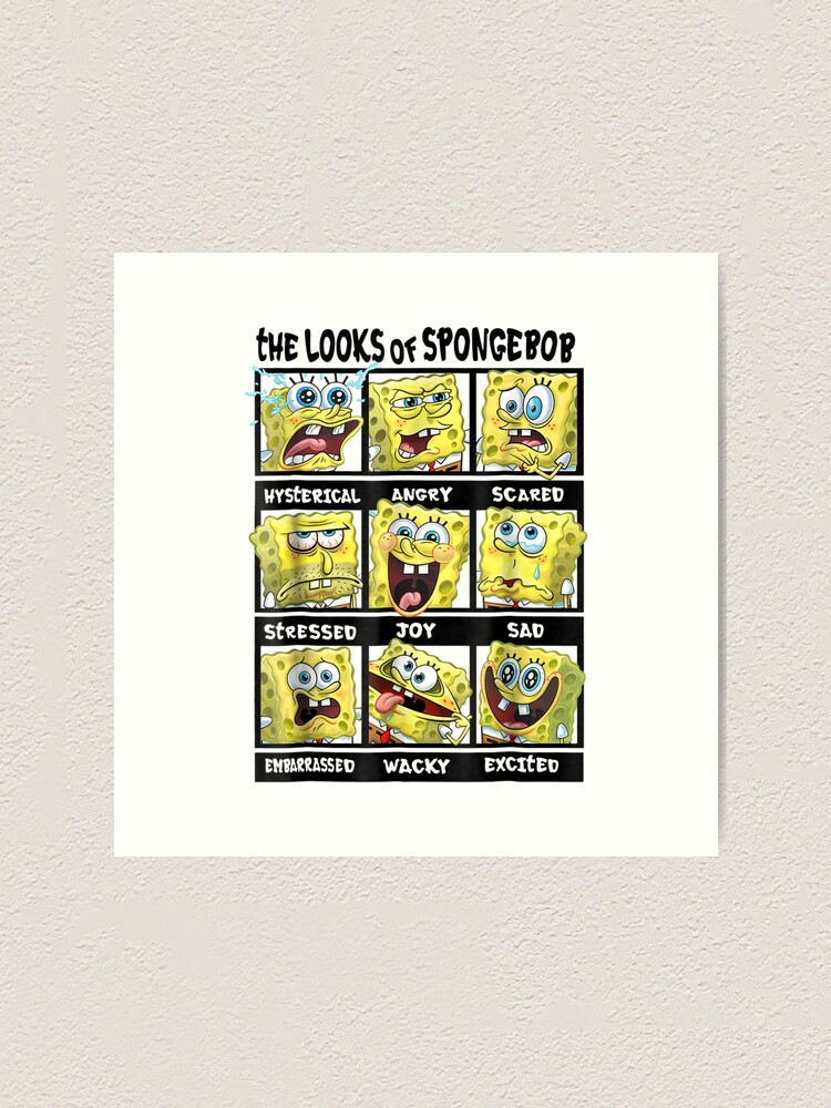"Spongebob SquarePants Multiple Looks Emotions" Art Print for Sale by ...