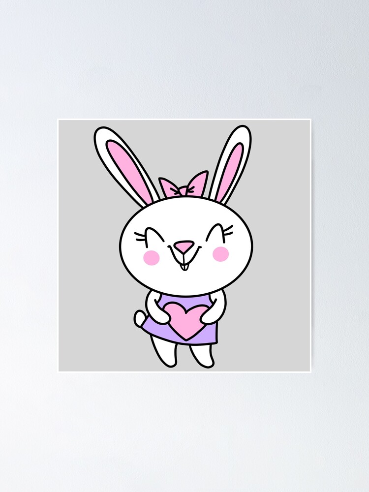"Cute Happy Bunny" Poster by MyMoonart | Redbubble