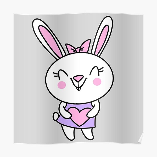 "Cute Happy Bunny" Poster by MyMoonart | Redbubble