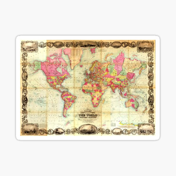"Antique World Map Vintage Cartography " Sticker for Sale by prawny ...