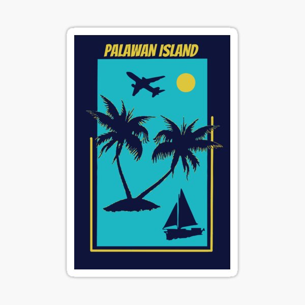 "Palawan Island Philippines - Vintage Style Travel Poster" Sticker by ...