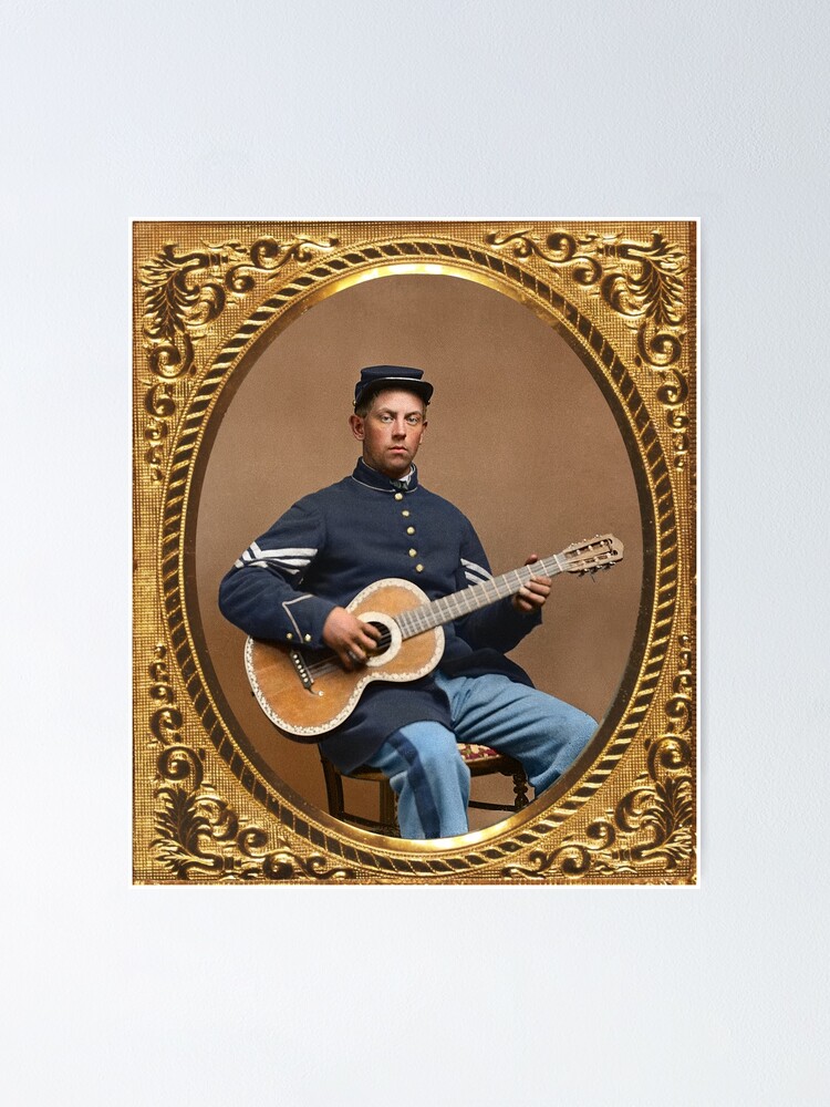 "Union soldier Edwin Chamberlain with his guitar, ca 1862" Poster for ...
