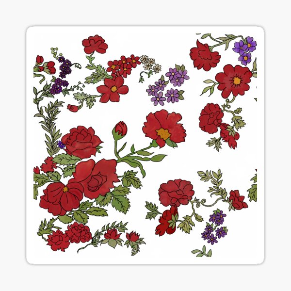 "Red Cottage Rose on White Background" Sticker by BohoBear | Redbubble