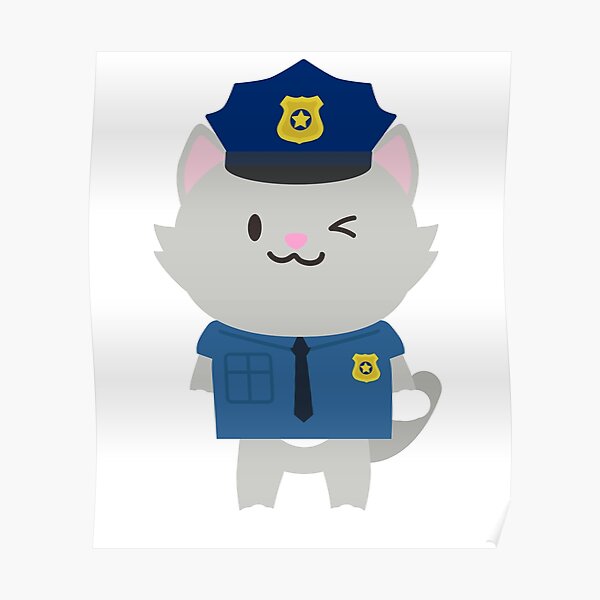 " Policeman Cat Police Cop Kitty Kitten" Poster for Sale by Mrkram ...