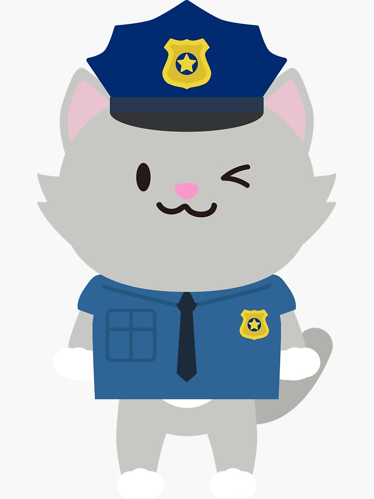" Policeman Cat Police Cop Kitty Kitten" Sticker for Sale by Mrkram ...