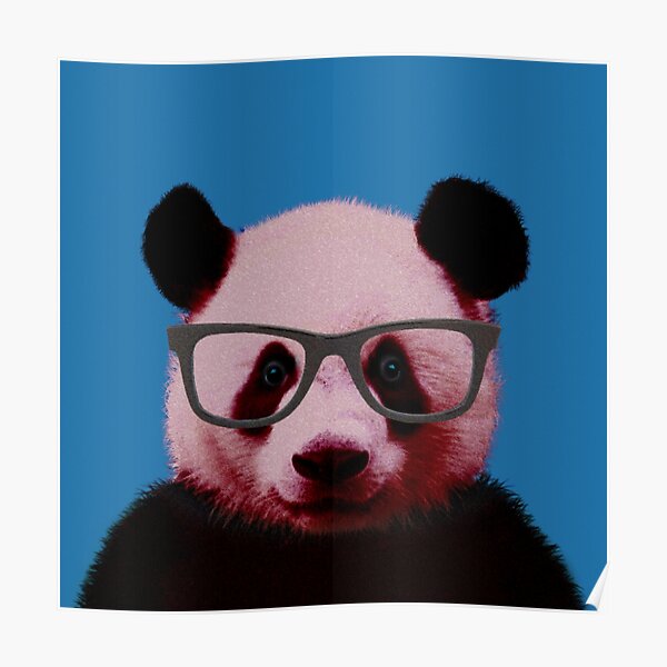 "Geeky Nerd Panda in Blue Background - Print / Home Decor / Wall Art ...