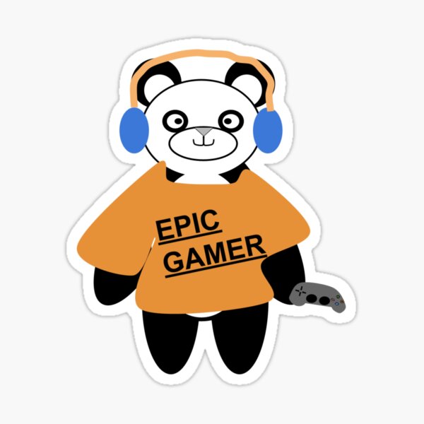 "Cute Gaming Panda With Controller And Headphones" Sticker for Sale by ...