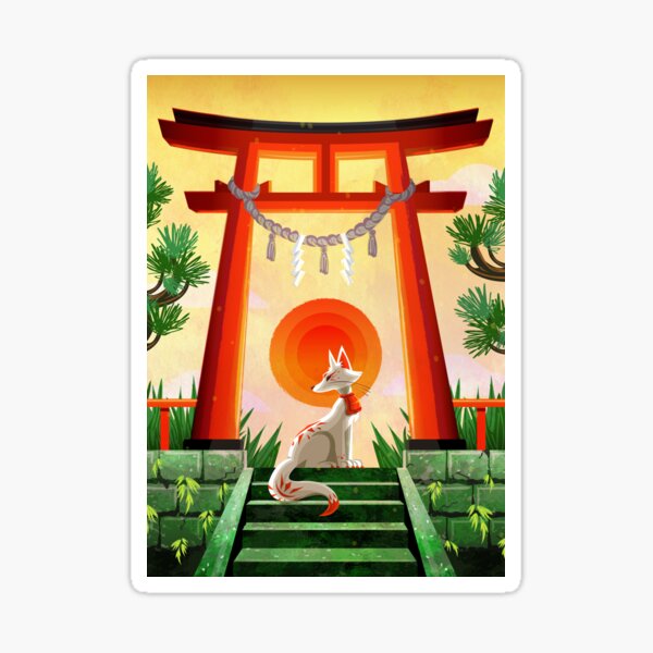 "Kitsune" Sticker for Sale by schlissel | Redbubble