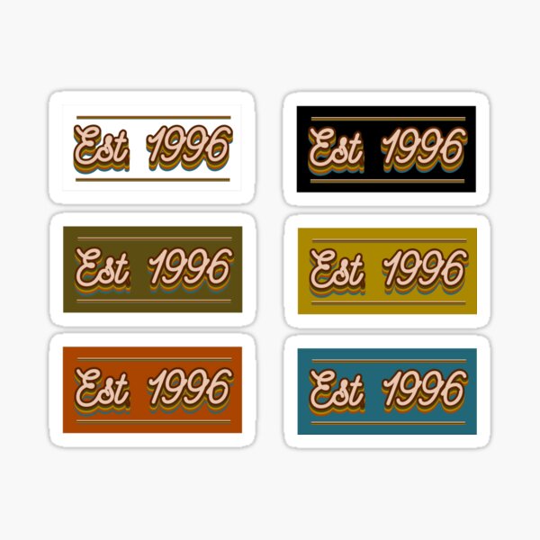 "Est. 1996 Apparel" Sticker for Sale by DollarsToDonuts | Redbubble
