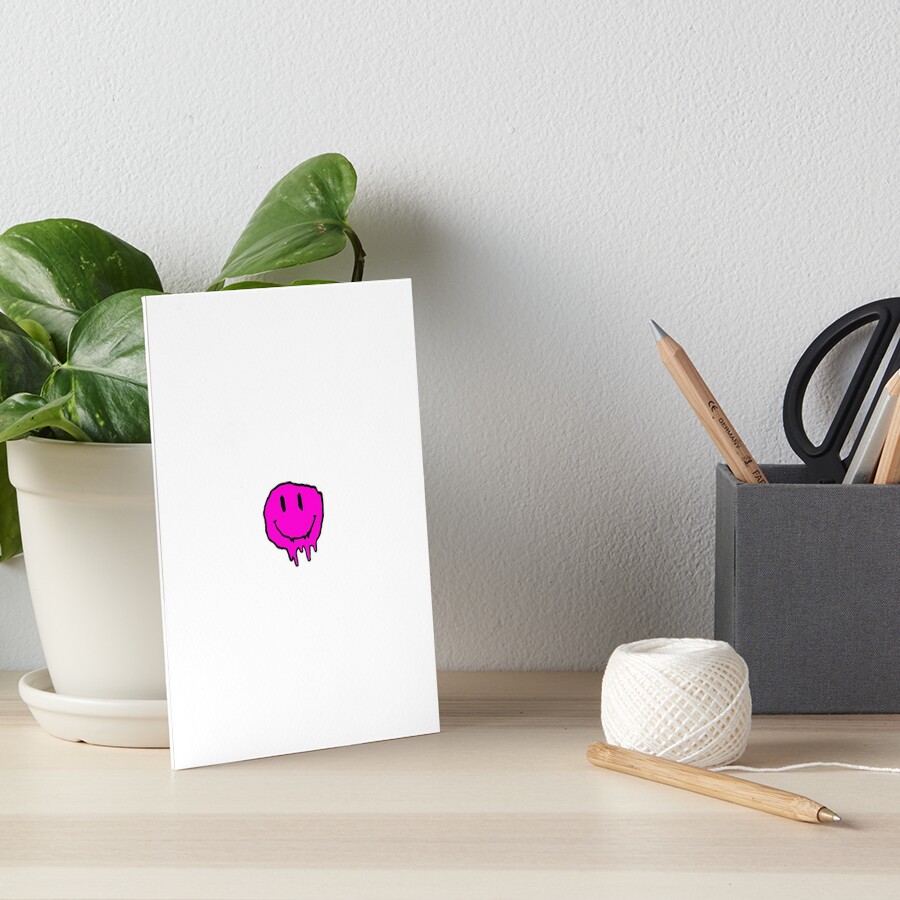 "hot pink melting smiley face" Art Board Print for Sale by carolinekorn ...