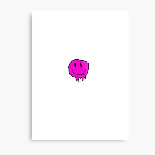 "hot pink melting smiley face" Metal Print for Sale by carolinekorn ...