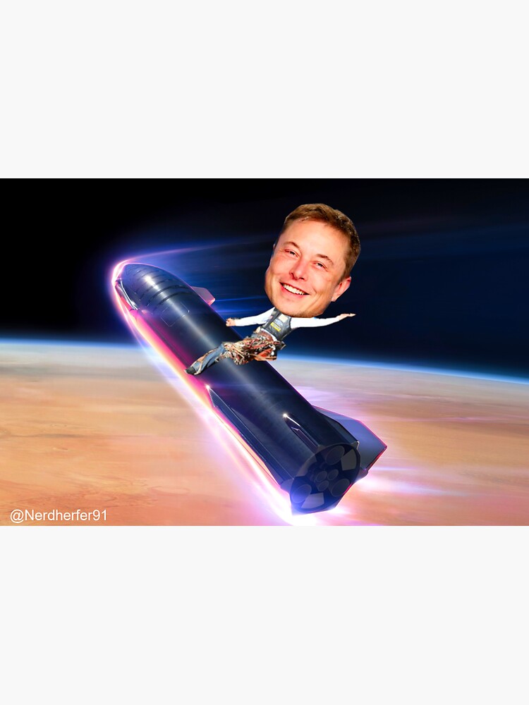 "Elon Musk "Mars or Bust" SpaceX Starship Meme Art" Sticker for Sale by ...