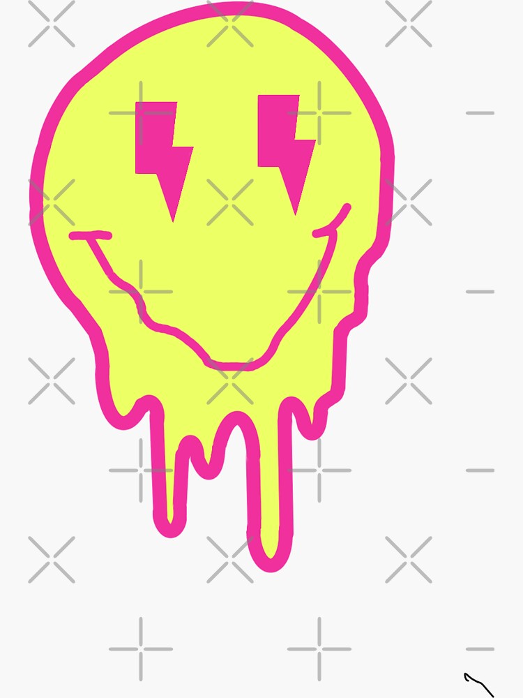 "Lightning drippy smiley " Sticker for Sale by lildesignss | Redbubble