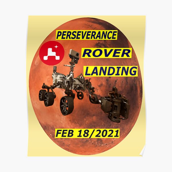 "Perseverance Rover Landing Mars 2021" Poster for Sale by ennadifi ...