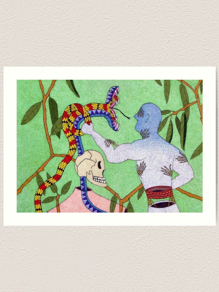 "Original Art - Surrealism Kiss of Death -- Snakes in the Garden Half ...