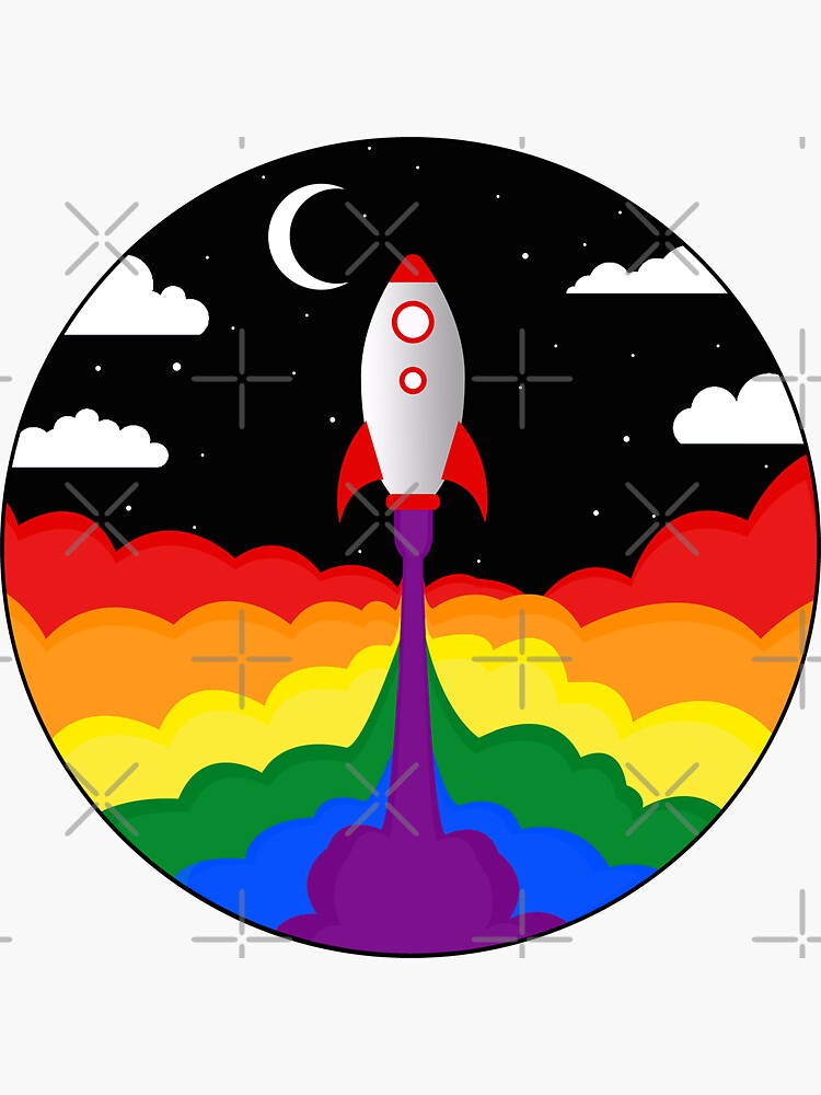 "Rainbow space rocket" Sticker by MDKawaii | Redbubble