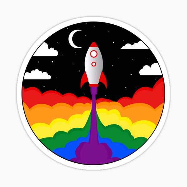"Rainbow space rocket" Sticker by MDKawaii | Redbubble