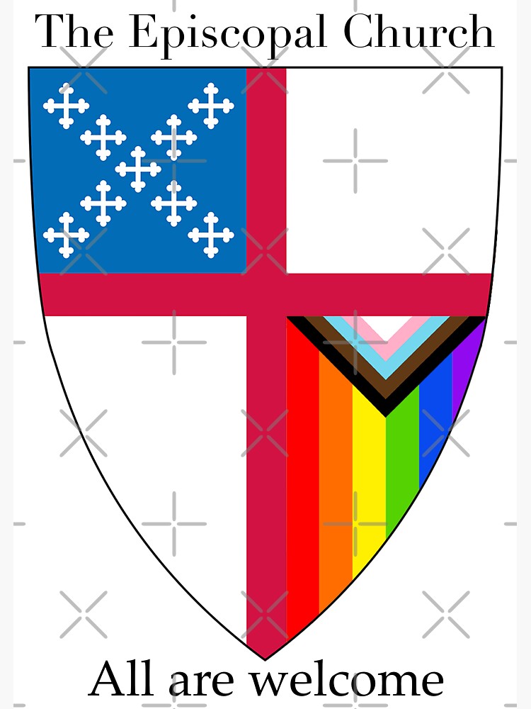 "Episcopal Church Shield with Progressive Pride Flag Vertical Rainbow ...