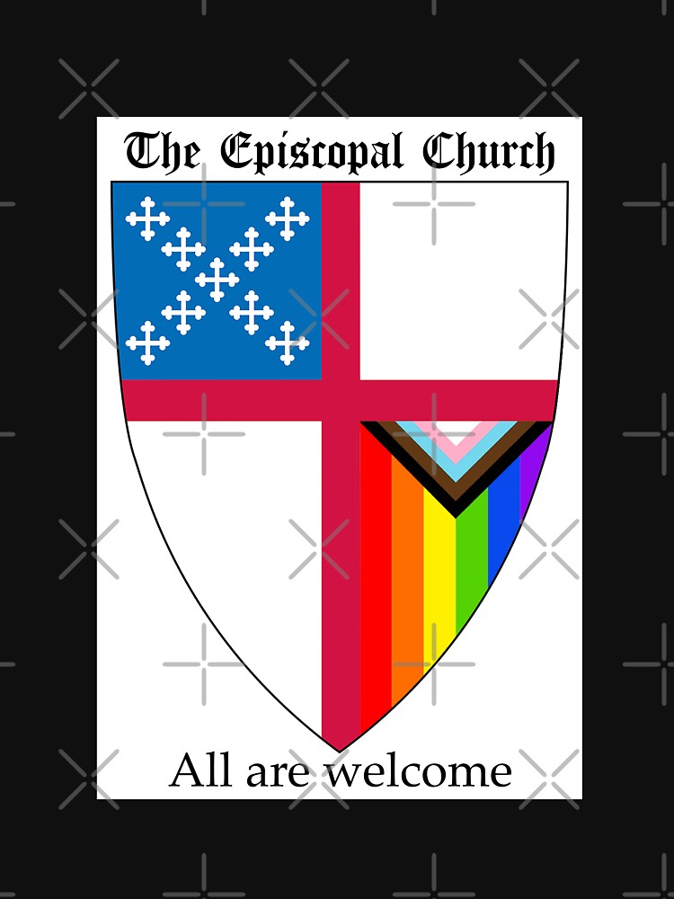 "Episcopal Church Shield with Progressive Pride Flag Vertical Rainbow ...