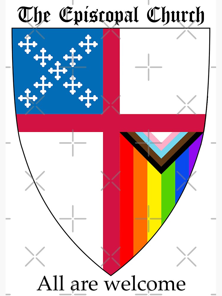 "Episcopal Church Shield with Progressive Pride Flag Vertical Rainbow ...