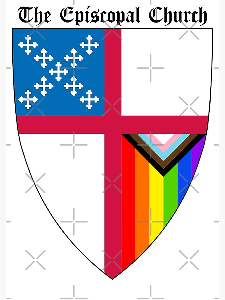 "Episcopal Church Shield with Progressive Pride Flag Vertical Rainbow ...