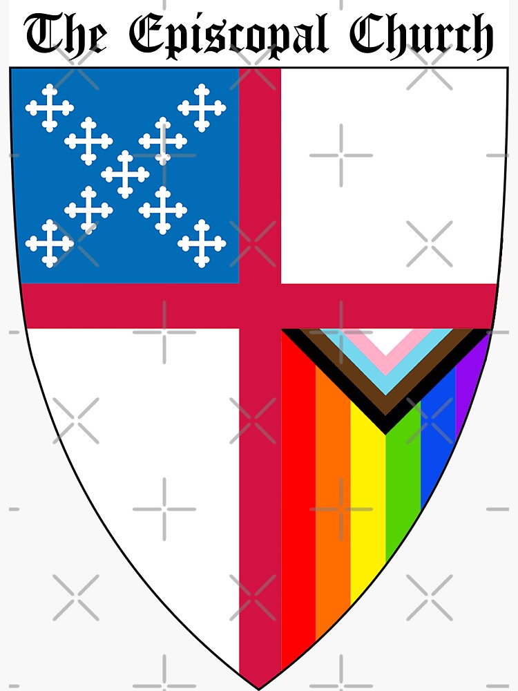 "Episcopal Church Shield with Progressive Pride Flag Vertical Rainbow ...
