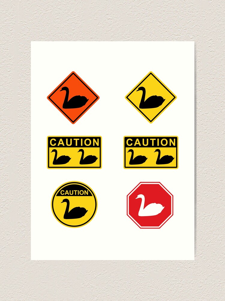 "Warning Swan Crossing Signs - Animal Road Signs" Art Print for Sale by ...
