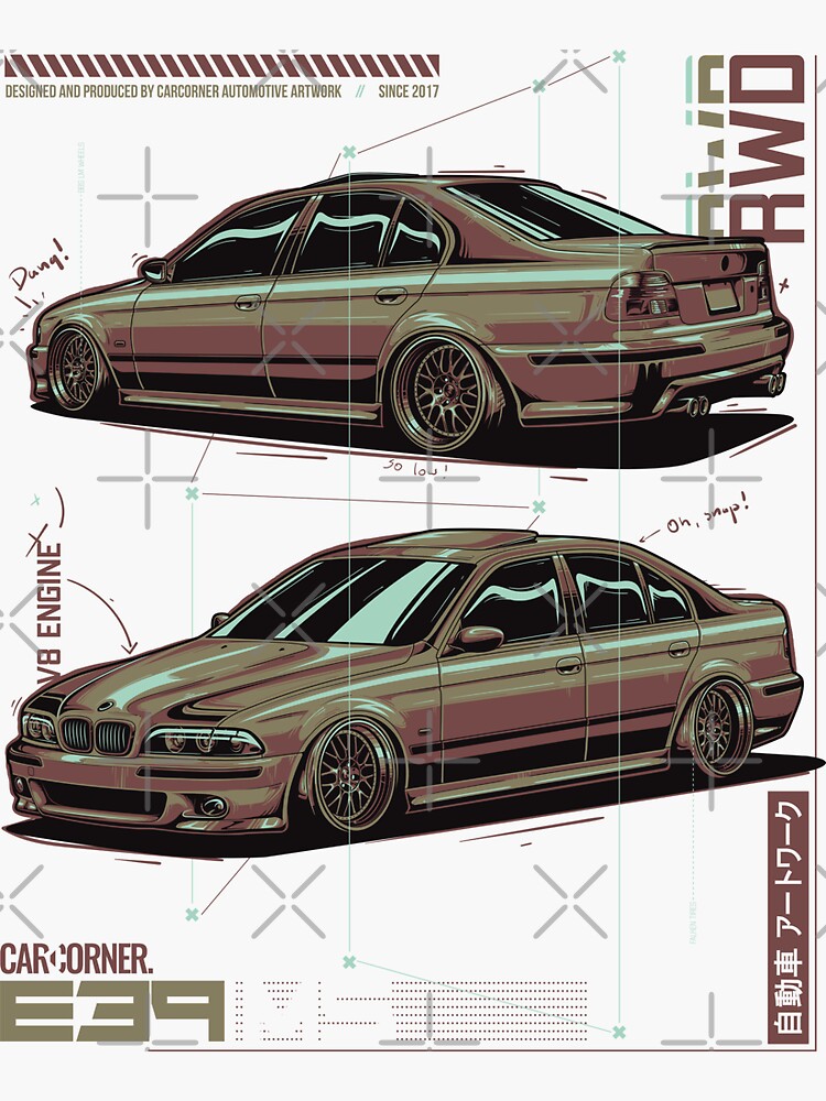 "Germany E39 M5 - CarCorner" Sticker for Sale by Car-Corner | Redbubble
