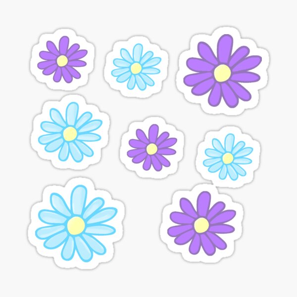 "Cute Blue and Purple flowers sticker pack - different sizes" Sticker ...