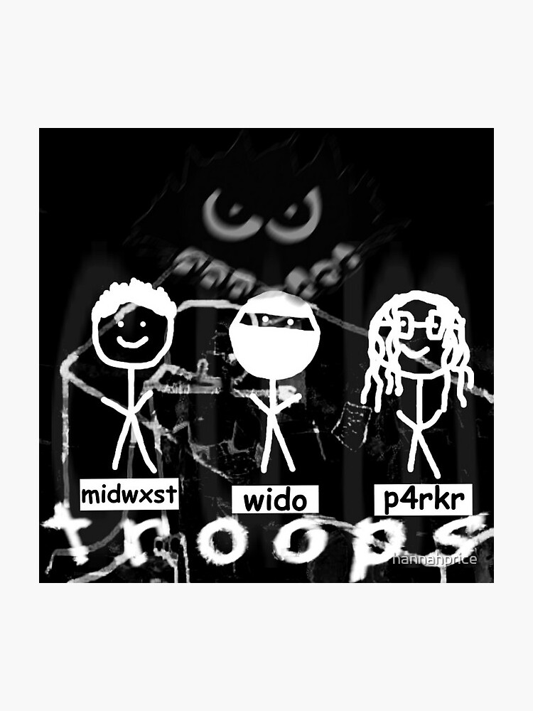 "midwxst, wido, p4rkr (Troops)" Sticker for Sale by hannahprice | Redbubble