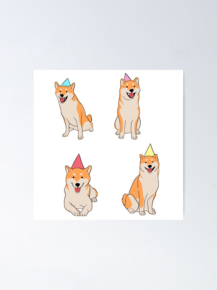 "Shiba Party Pack" Poster for Sale by peachrice | Redbubble