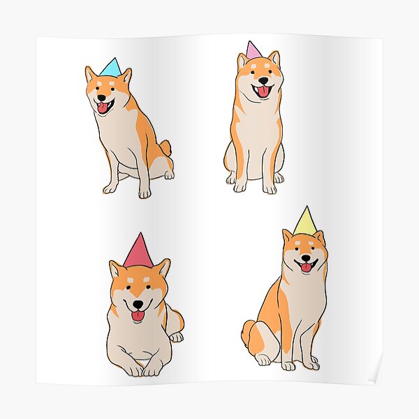 "Shiba Party Pack" Poster for Sale by peachrice | Redbubble