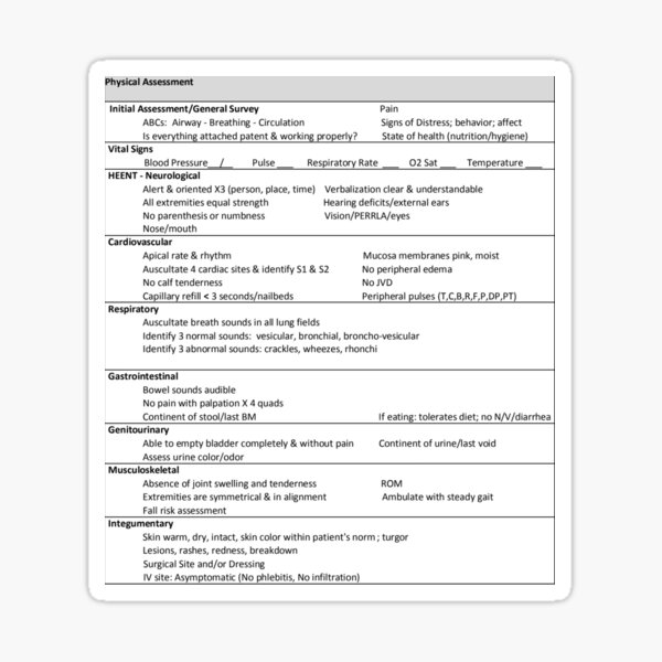 Nurse Report Sheet Template Head To Toe Assessment Checklist Ubicaciondepersonas cdmx gob mx