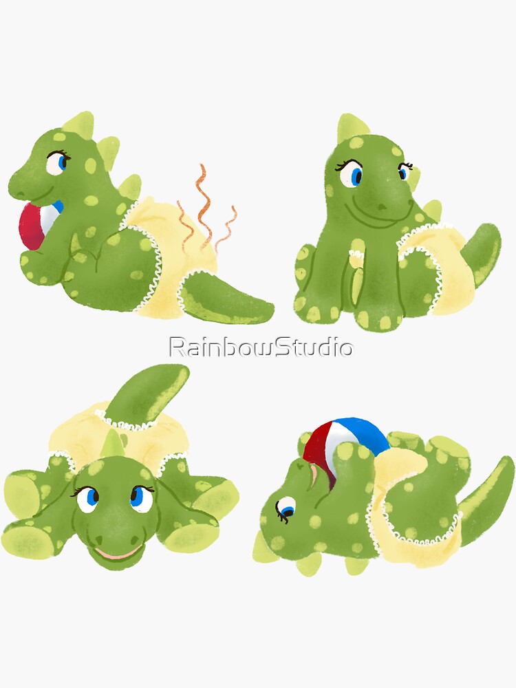 "Smelly Cute Baby Dinosaur" Sticker for Sale by RainbowStudio | Redbubble