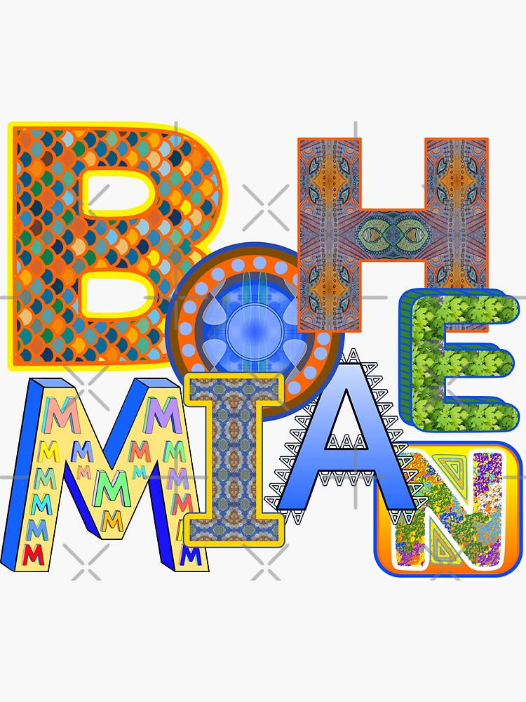 "Bohemian (Word Art)" Sticker for Sale by artfulnotebook | Redbubble