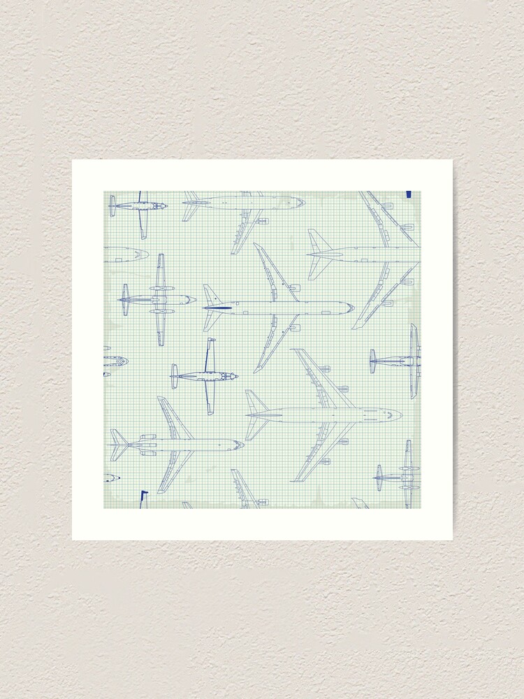 "Kobeh Alaska Aviation Line Art on Drafting Paper Blueline Sketch ...