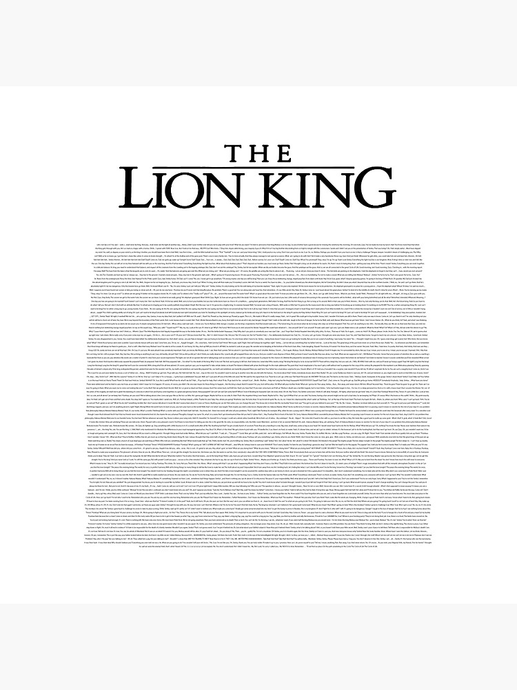 "The Lion King Script" Throw Pillow by Jcranfill | Redbubble