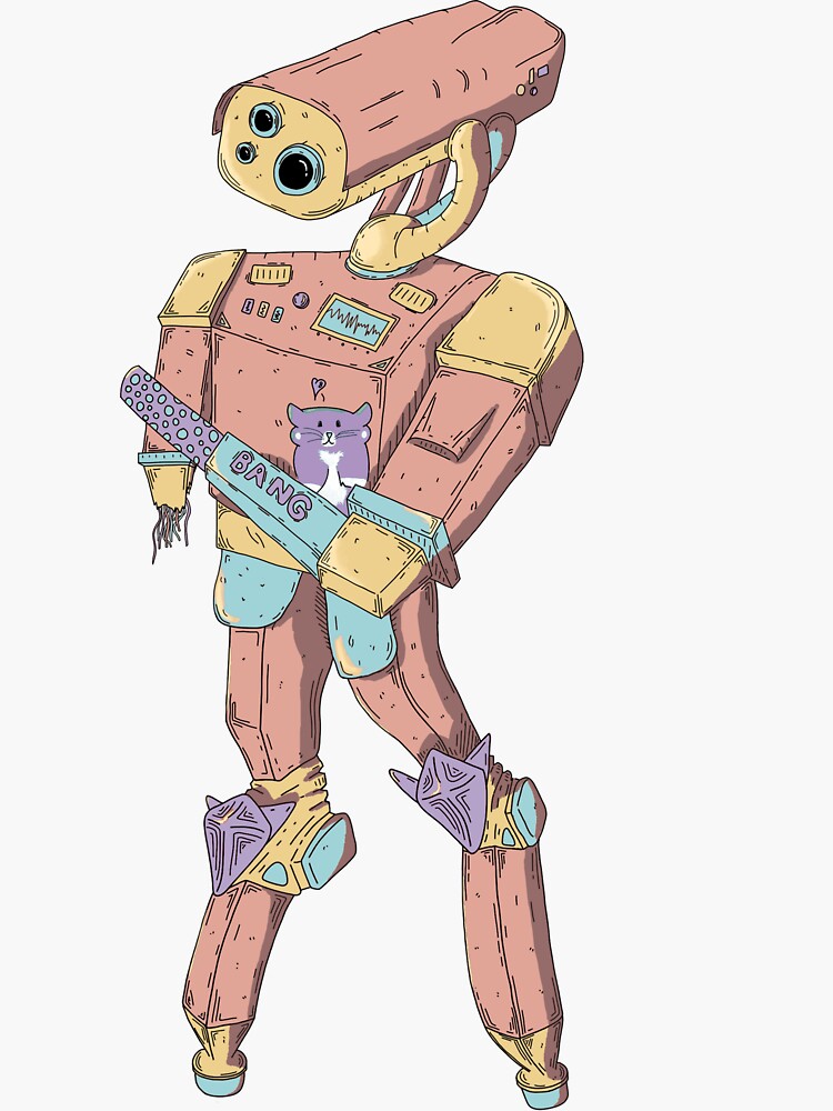 "Pastel Robot with his furry friend" Sticker for Sale by MrCuteButt ...