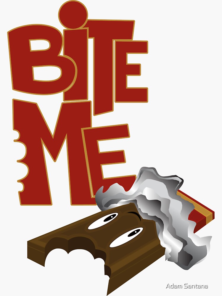 "Bite Me - Chocolate Bar" Sticker by Adamzworld | Redbubble